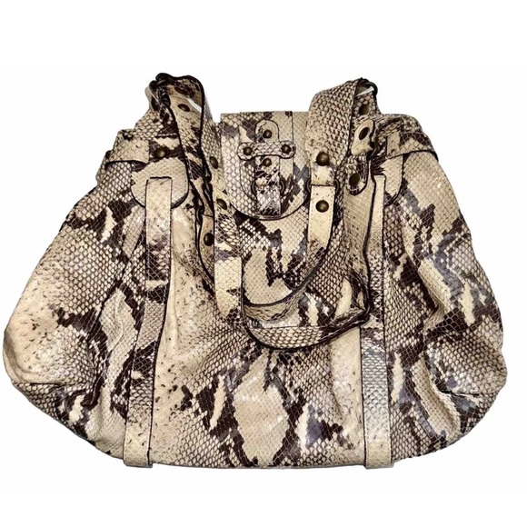 Abaco Paris | Bags | Abaco Paris Python Purse Tanblack Animal Print ...